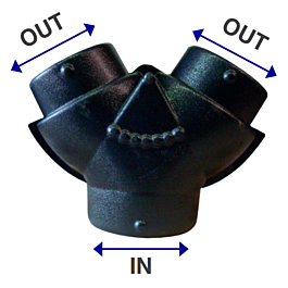 Divider Y, 150 mm (6") Inlet - 150/100 (6",4") Outlets